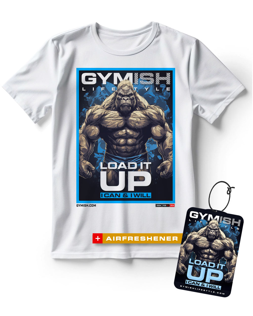 Gorilla Load It Up Funny Workout Gym T-Shirt for Men with Air Freshner – Gymish