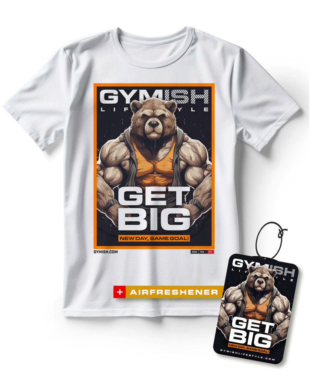 Bear Get Big Gym Funny Workout T-Shirt for Men with Air Freshner Gift ...