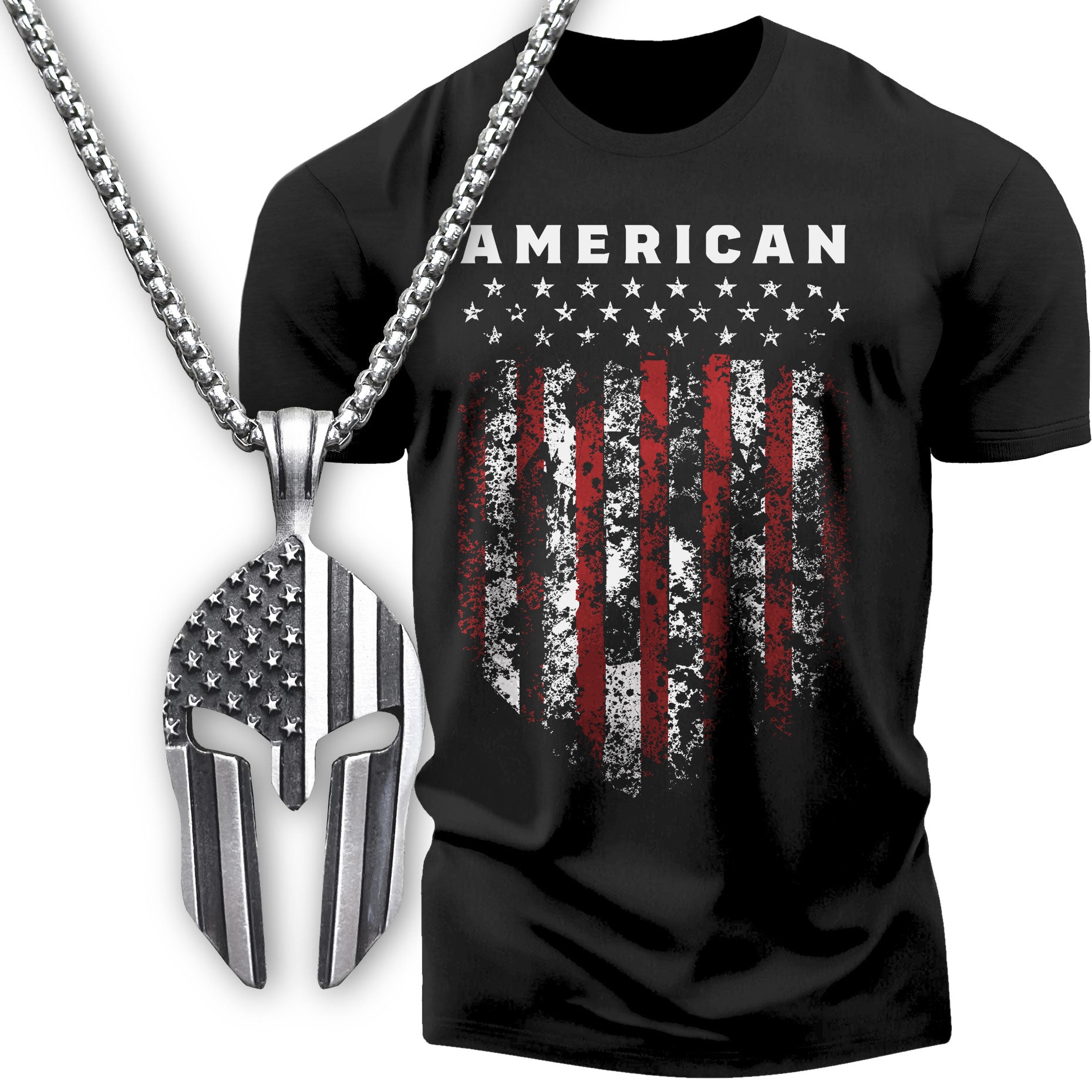 Gift Set for Men American Shield Workout Gym Shirt with Spartan Warrio ...