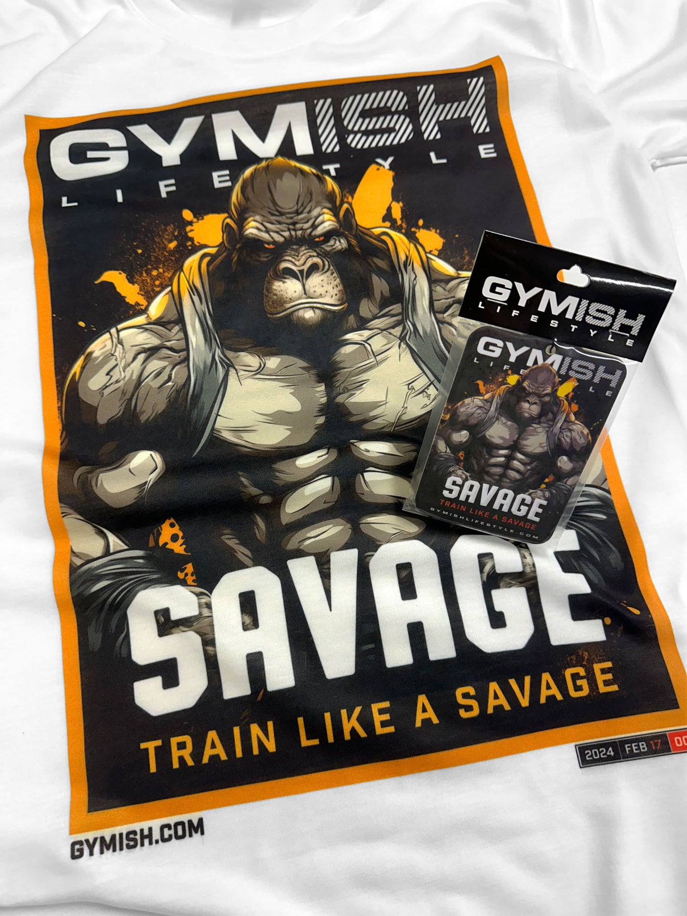 Gorilla Savage Funny Workout Gym T-Shirt for Men with Air Freshner Gif ...